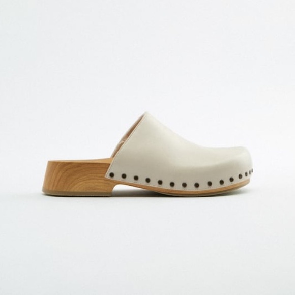 Zara | Shoes | Zara Off White Studded Flat Heel Clogs Nwt | Poshmark
